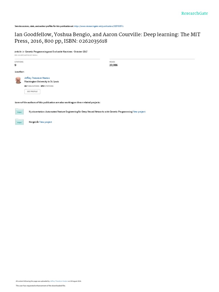 Ian Goodfellow Yoshua Bengio and Aaron Courville D | Download Free PDF ...