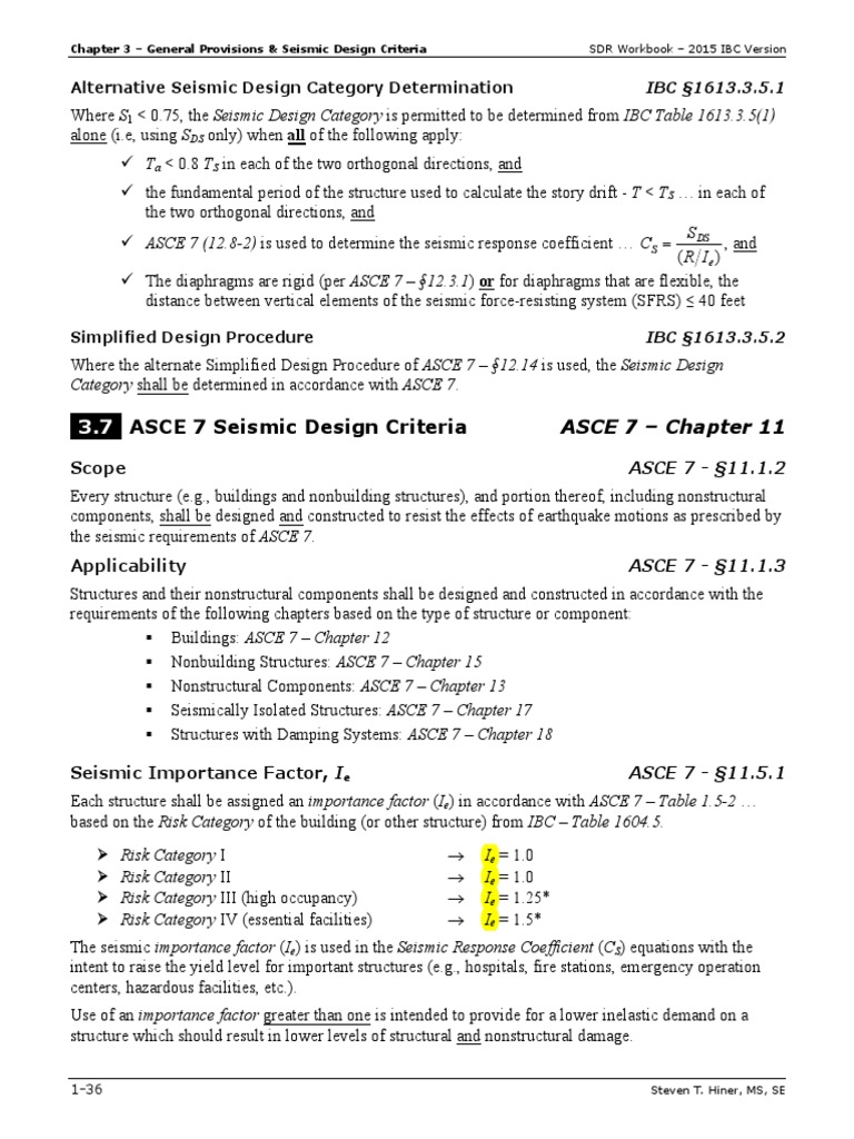 ASCE 7 Seismic Design Criteria: I R S C | PDF | Earthquake Engineering ...