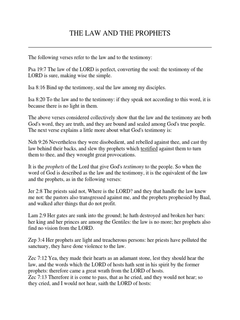 The Law And The Prophets | Prophet | Ten Commandments