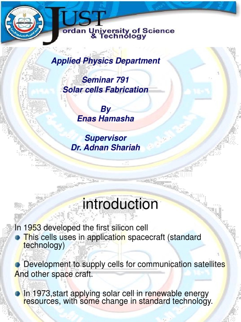 Applied Physics Department Seminar 791 Solar Cells Fabrication by Enas ...