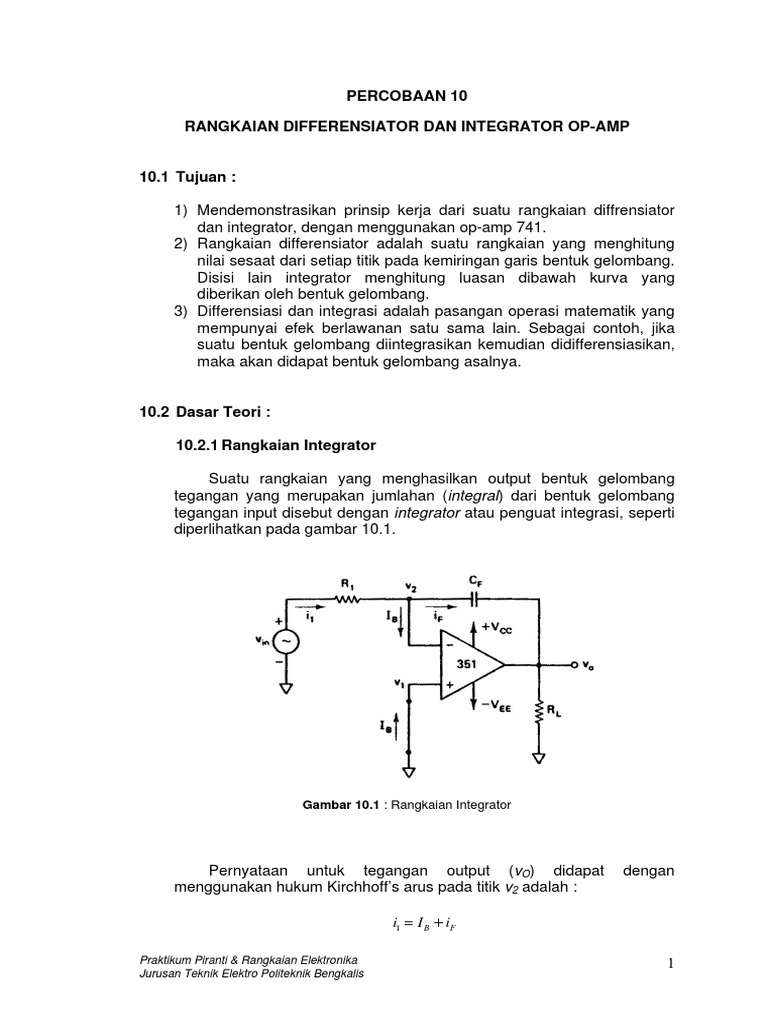 Perc - 10 Rangkaian Differensiator Dan Integrator Op-Amp PDF | PDF | Teknologi & Rekayasa