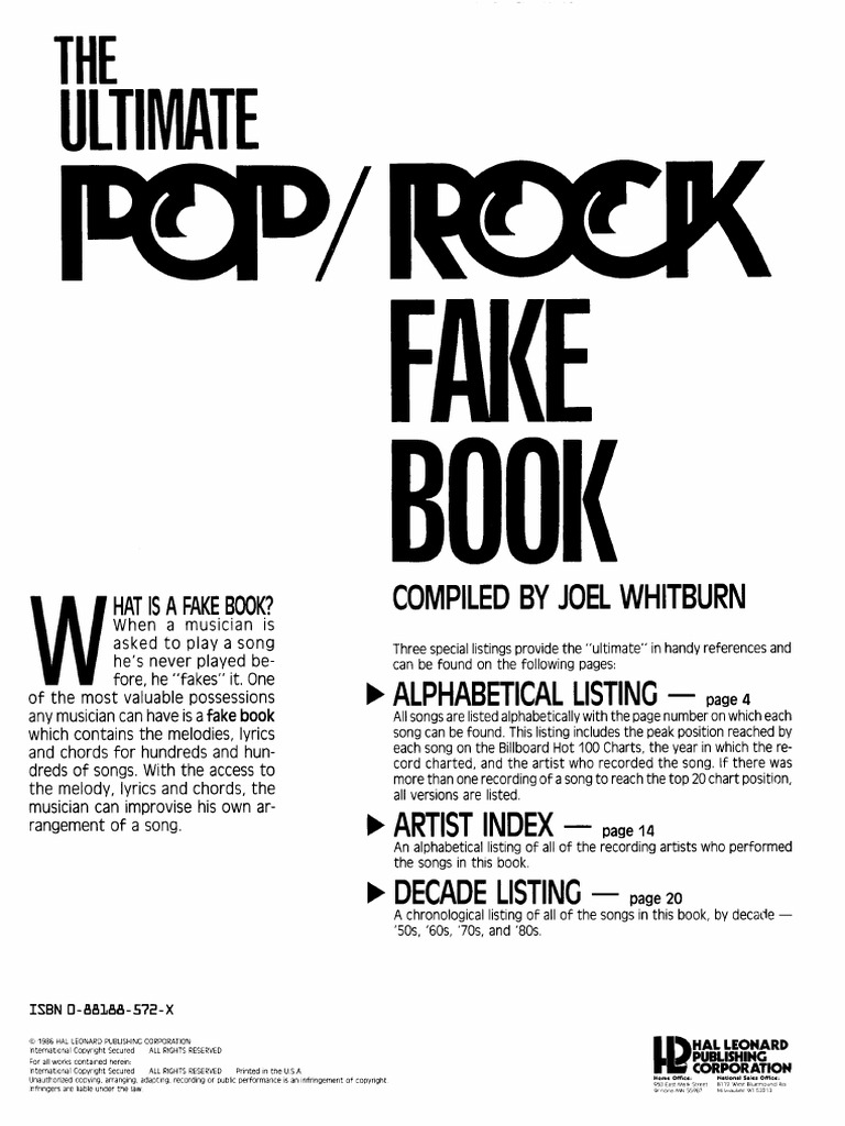 The Ultimate Pop Rock Fake Book | PDF
