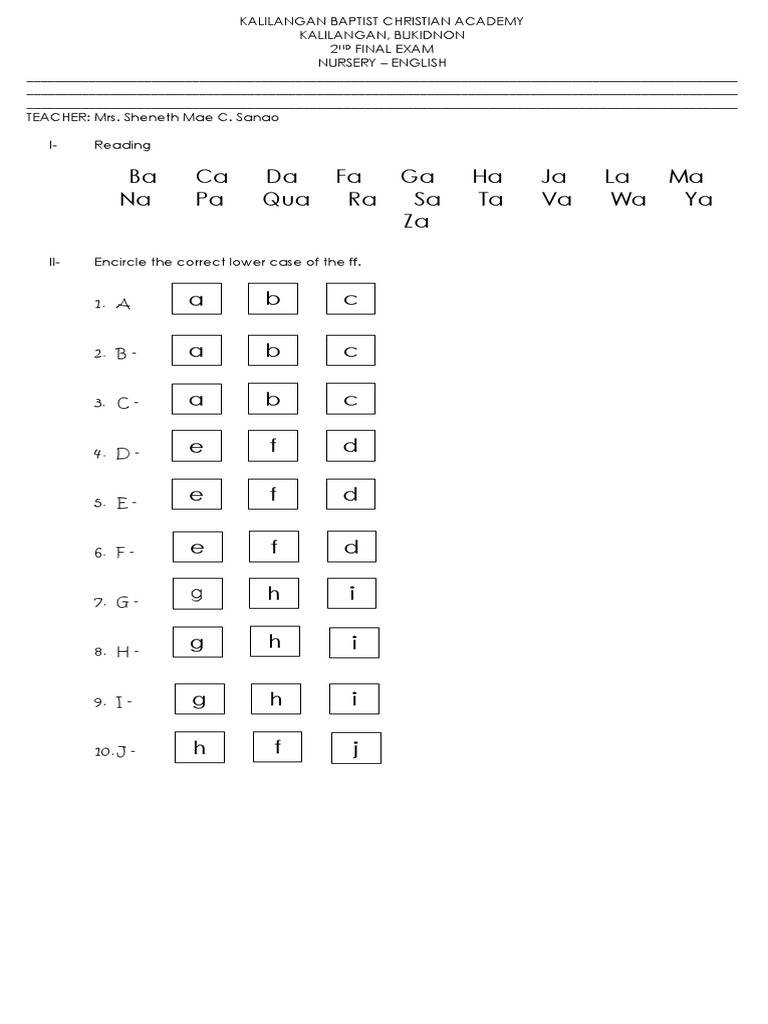 Ba Ca Da Fa Ga Ha Ja La Ma Na Pa Qua Ra Sa Ta Va Wa Ya Za | PDF