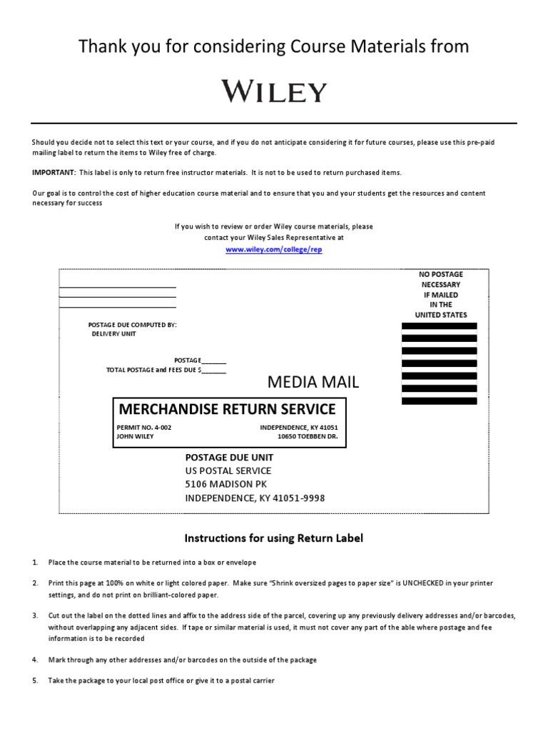 Thank You For Considering Course Materials From: Media Mail | Download ...