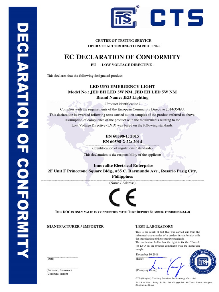 Declaration of Conformity | PDF | Engineering | Evaluation