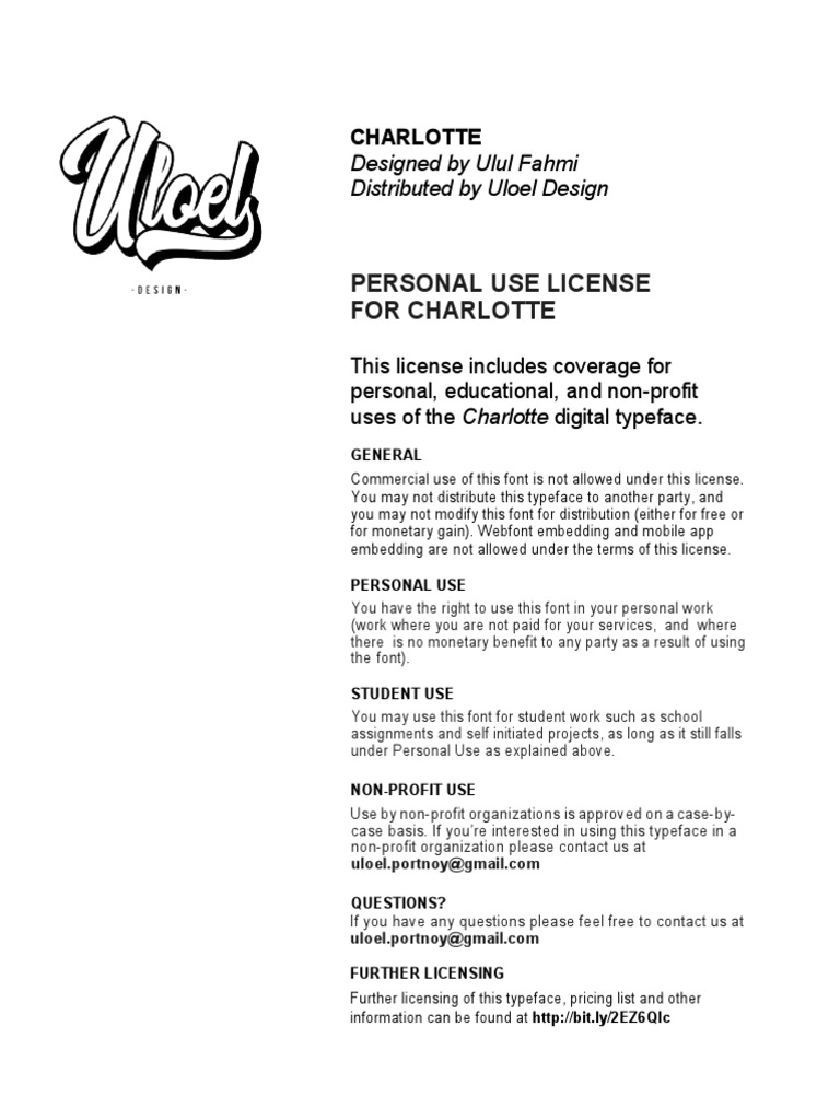 License Personal Use Charlotte | PDF