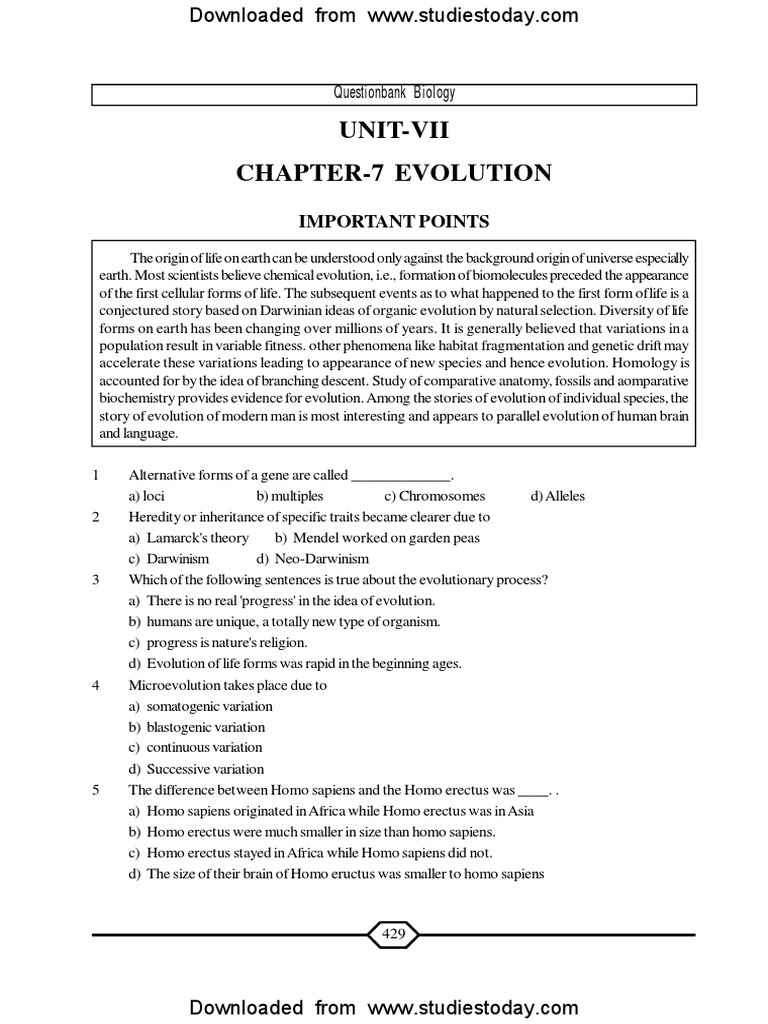 NEET UG Biology Evolution PDF | PDF | Natural Selection | Evolution