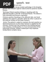 Speeds Test Supraspinatus Test Whipple Test Yergasons Test | PDF ...