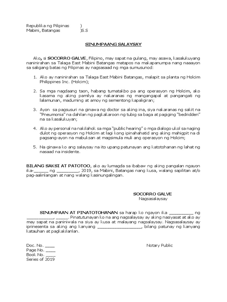 Sample of Affidavit | PDF