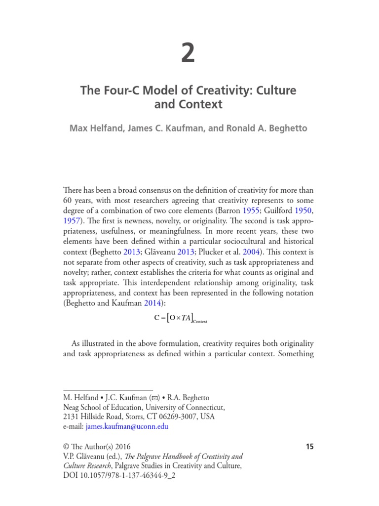 The Four-C Model of Creativity: Culture and Context: Max Helfand, James ...