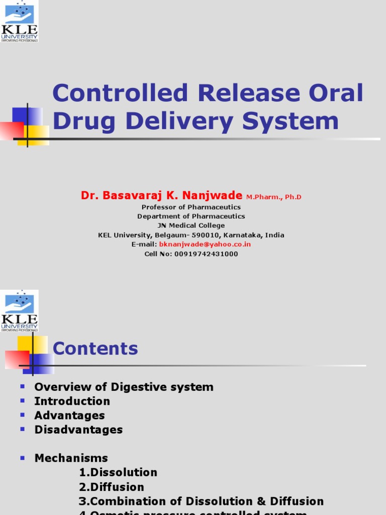 Controlled Release Oral Drug Delivery Systems | PDF | Dissolution ...