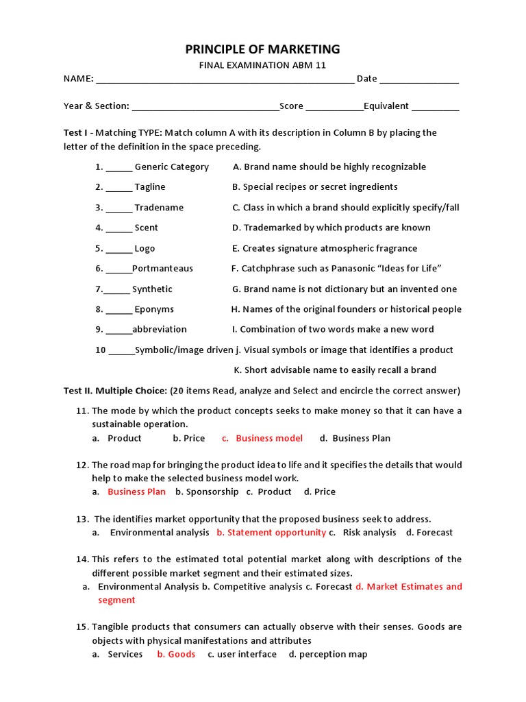 Principles of Marketing - Final Exam | Logos | Brand