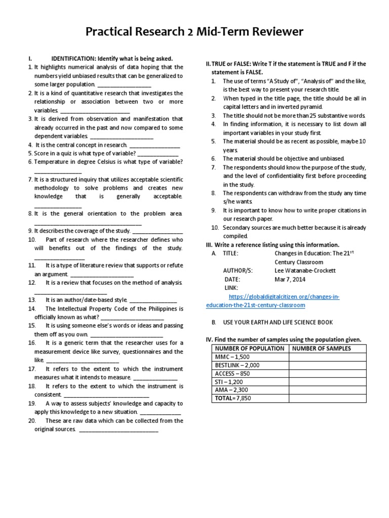 Practical Research 2 Mid-Term Reviewer: Education-The-21st-Century ...