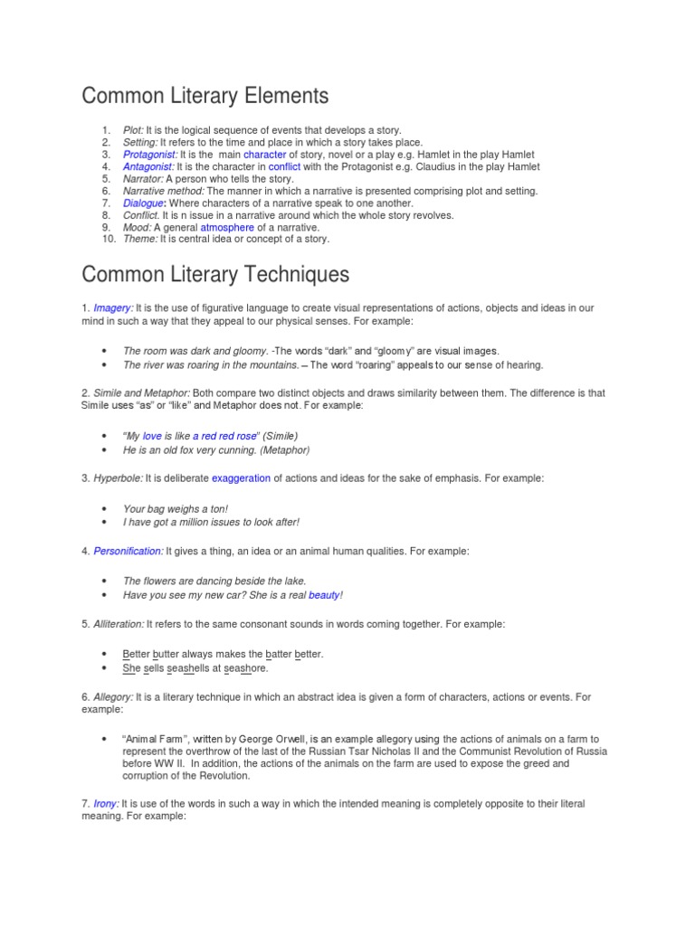 Common Literary Elements | PDF | Plot (Narrative) | Narrative