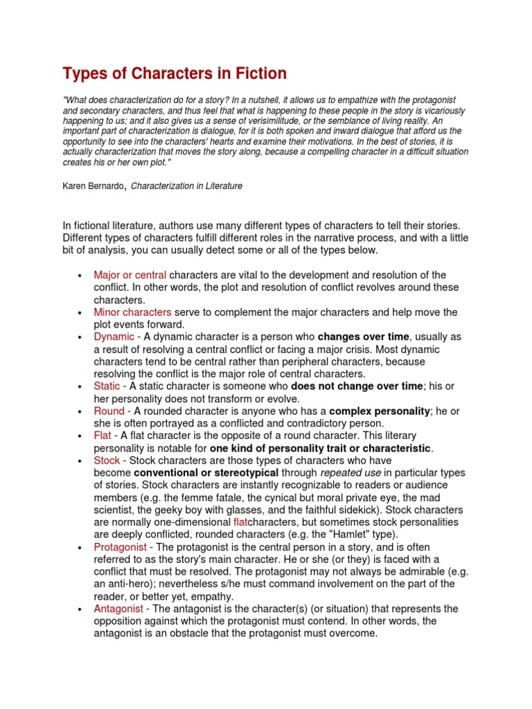 Types of Characters in Fiction | PDF | Plot (Narrative) | Narrative