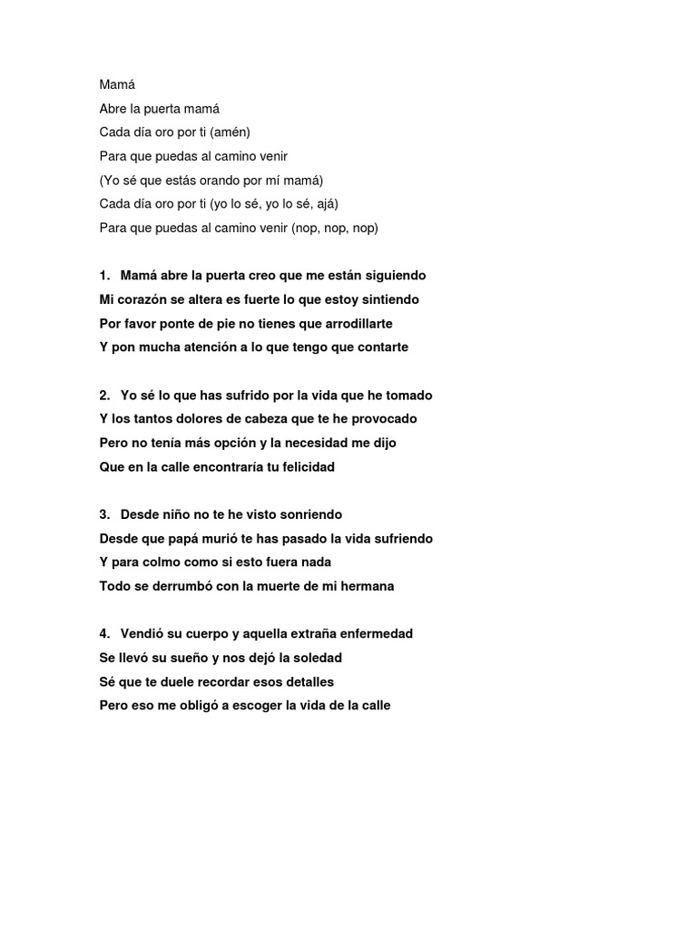 Teatro Cada Dia Oro Por Ti Letra | PDF | Oración