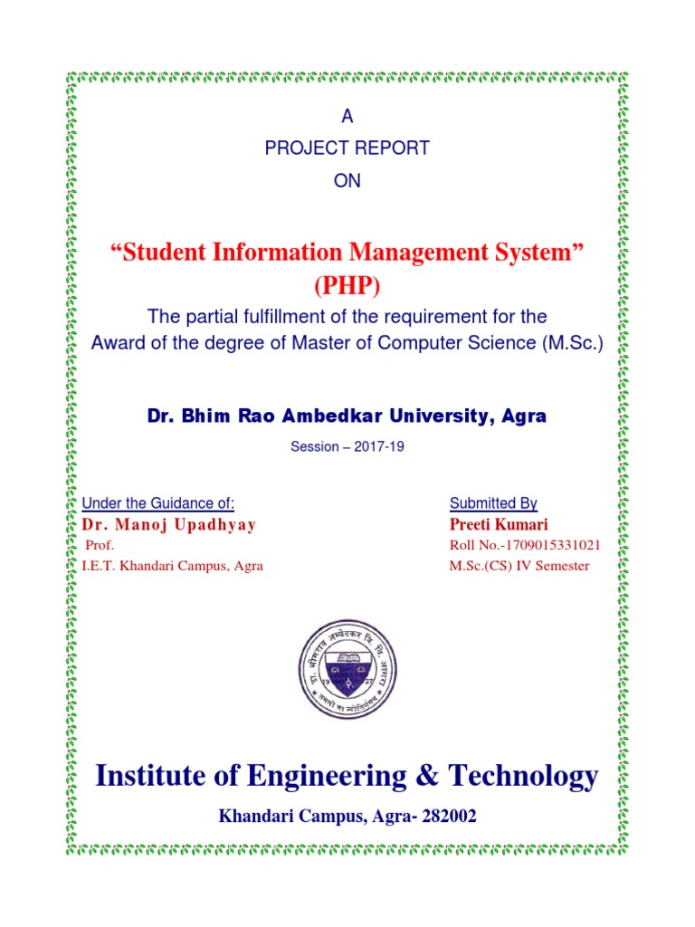 Institute of Engineering & Technology: "Student Information Management ...