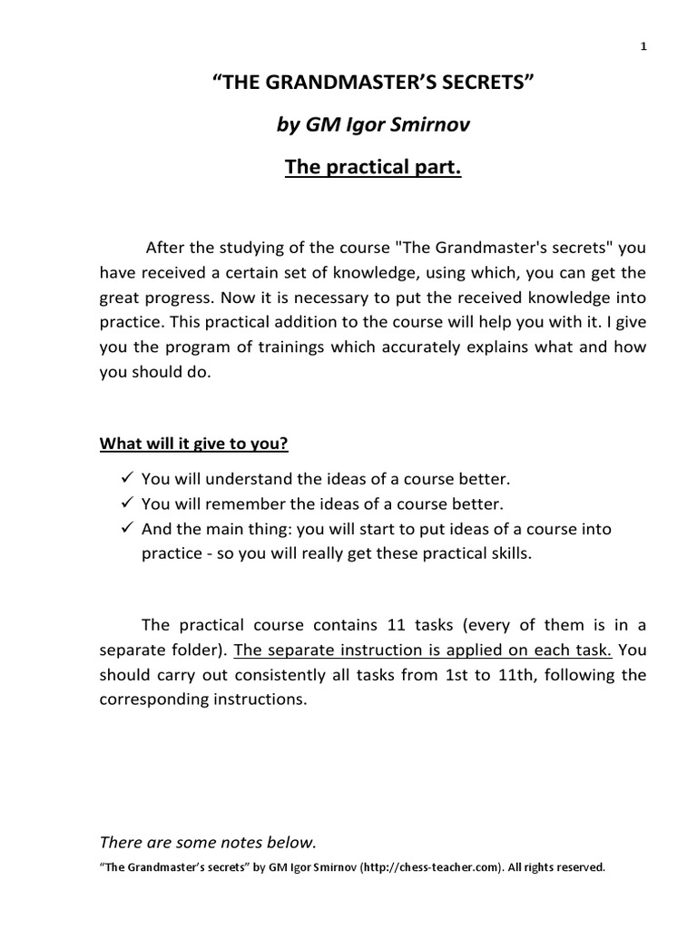 "The Grandmaster'S Secrets": by GM Igor Smirnov | PDF | Chess | Learning