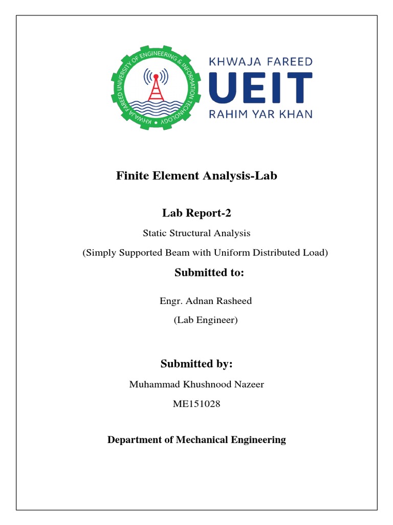 Finite Element Analysis of a Simply Supported Beam with Uniformly Distributed Load | PDF ...