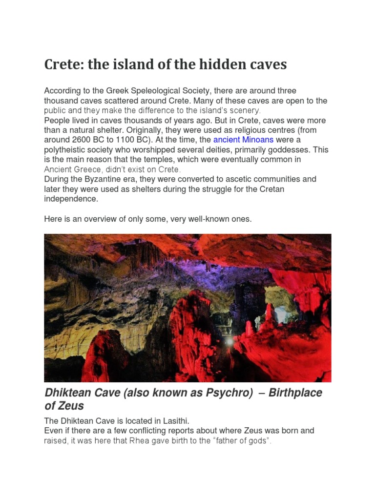 Crete: The Island of The Hidden Caves | PDF | Crete | Zeus
