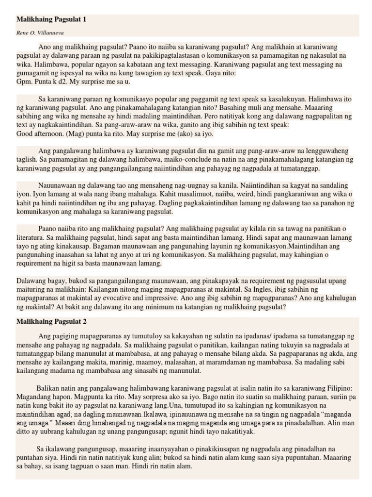 Ano Ang Malikhaing Pagsulat | PDF