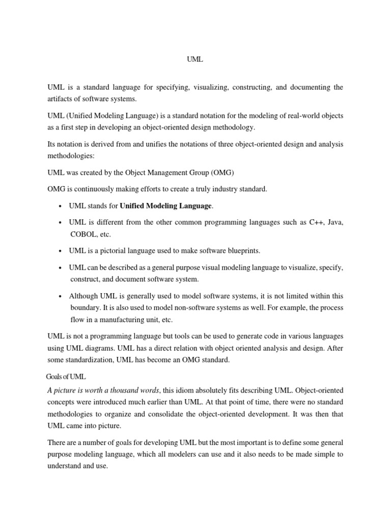 Unified Modelling Language | PDF | Unified Modeling Language | Object Oriented Programming