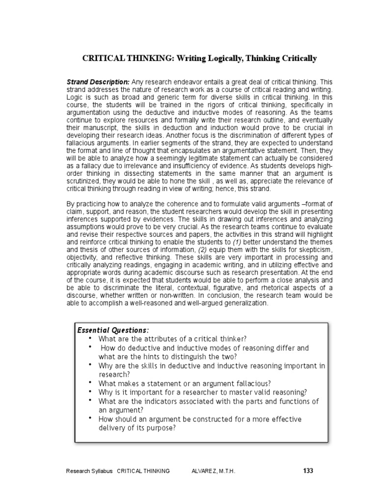 Critical Thinking | PDF | Argument | Critical Thinking