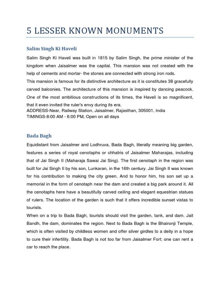 5 Lesser Known Monuments | PDF | Religion And Belief