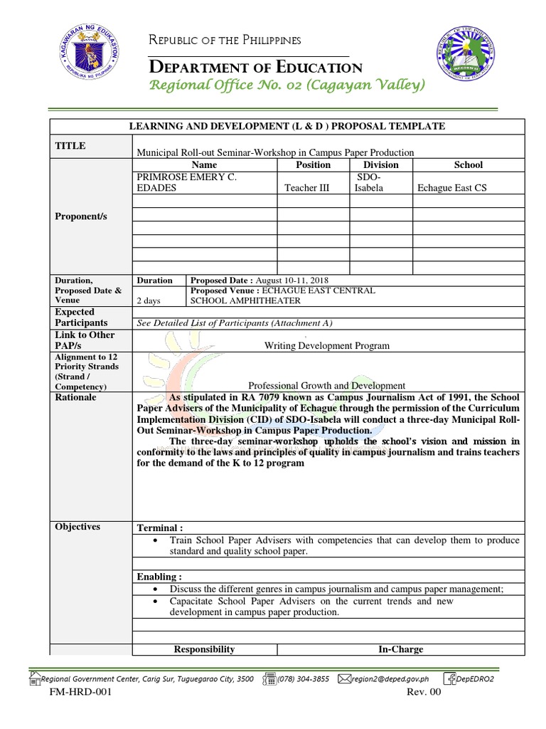 Campus Paper Production Workshop Proposal | PDF | Government