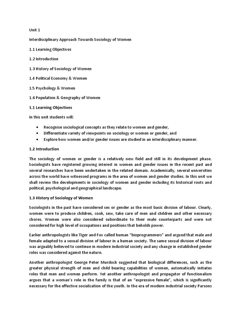 Unit 1 | PDF | Gender | Gender Studies