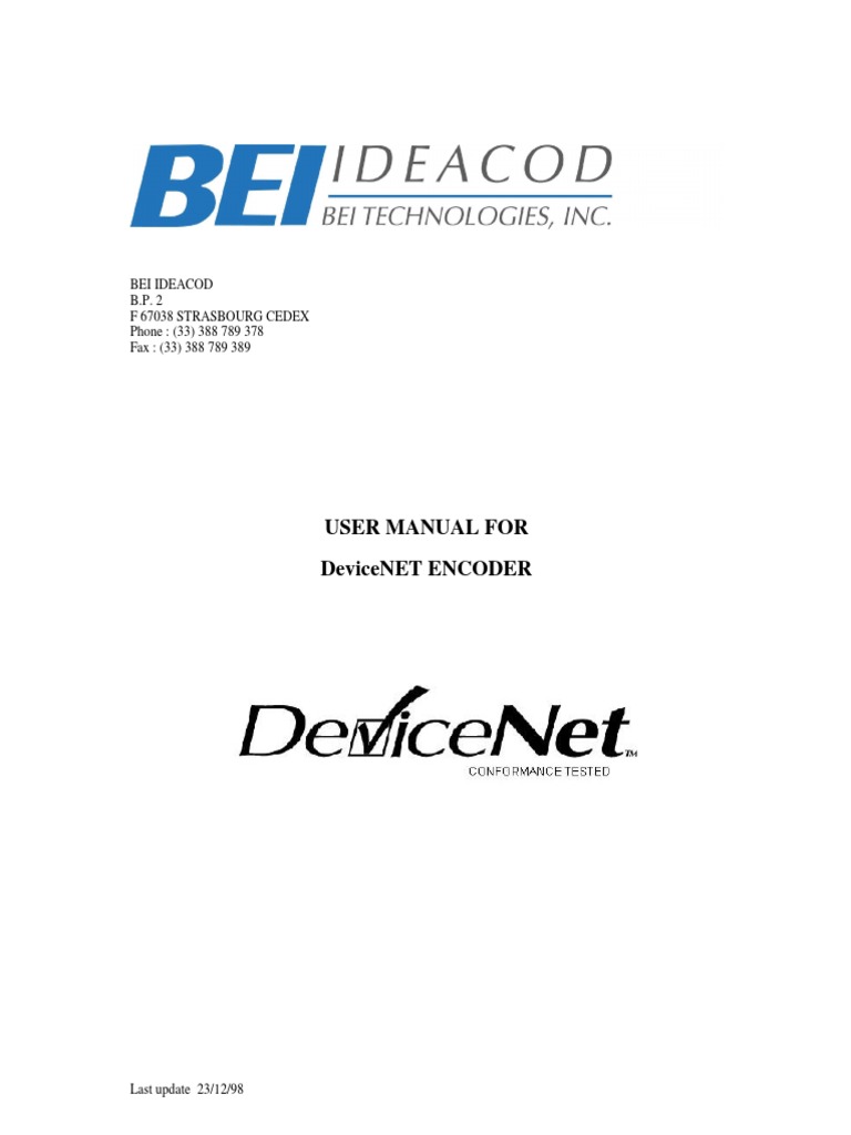User Manual For Devicenet Encoder | PDF | Bit | Data Type