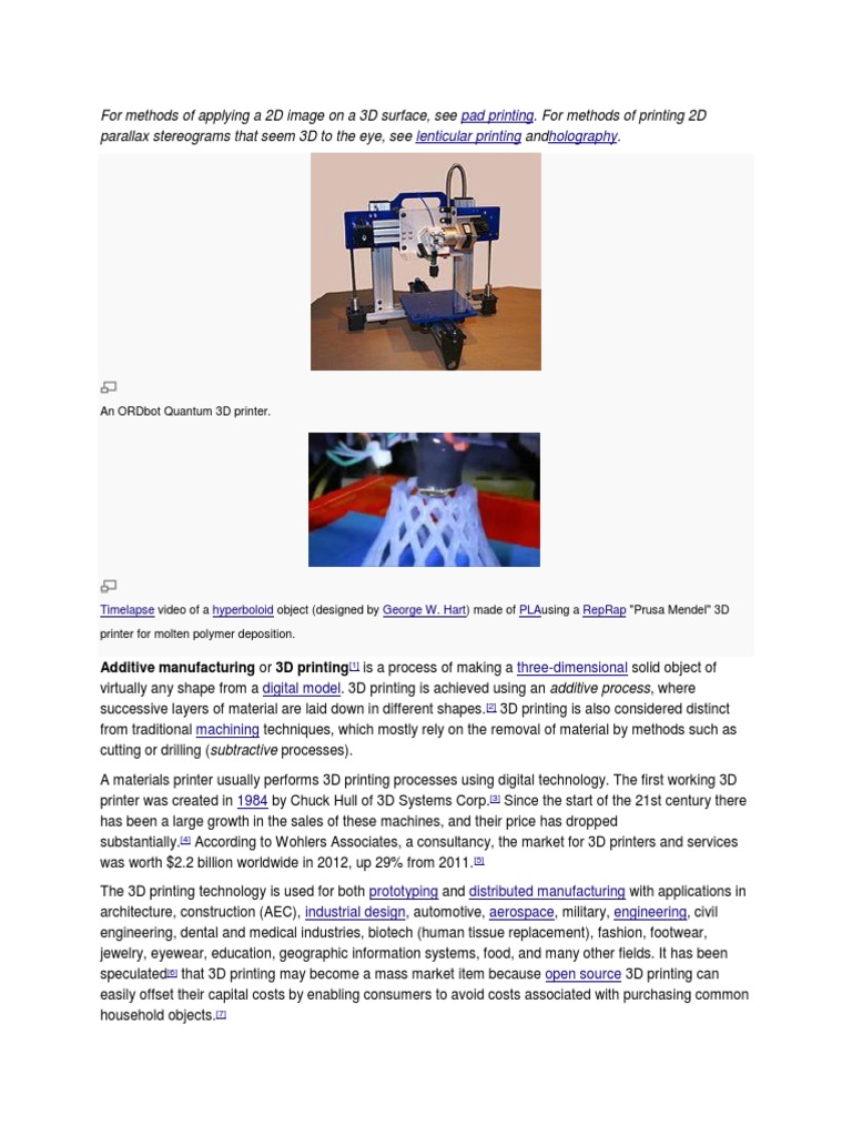 3D Printer | PDF | 3 D Printing | Science