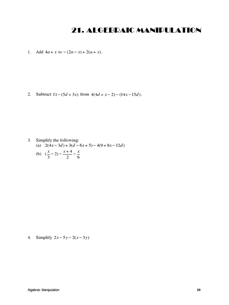 Algebraic Manipulation | PDF | Factorization | Algebra