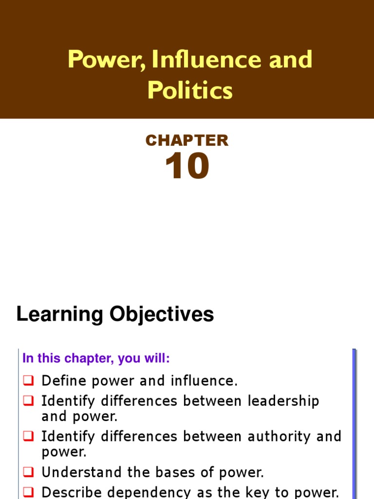 CH 10 Power, Influence & Politics | PDF | Power (Social And Political ...