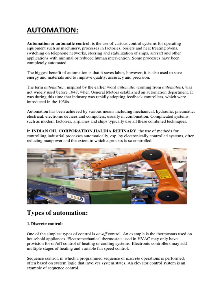 Types of Automation | Download Free PDF | Automation | Control Theory