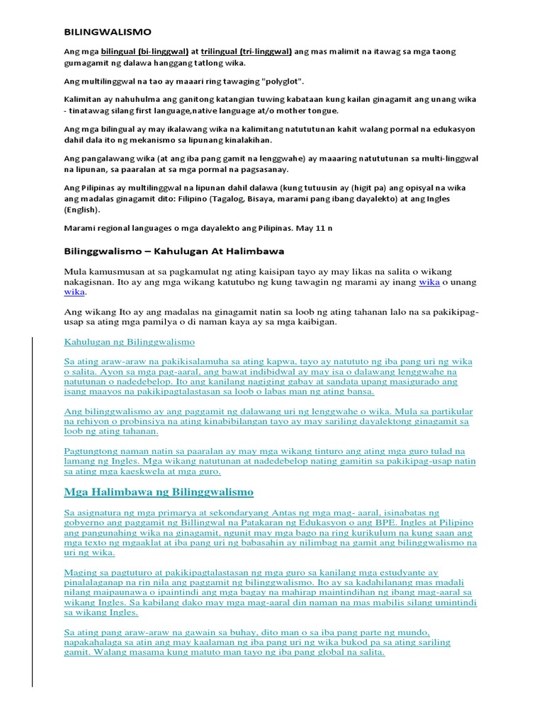 Bilingwalismo | PDF