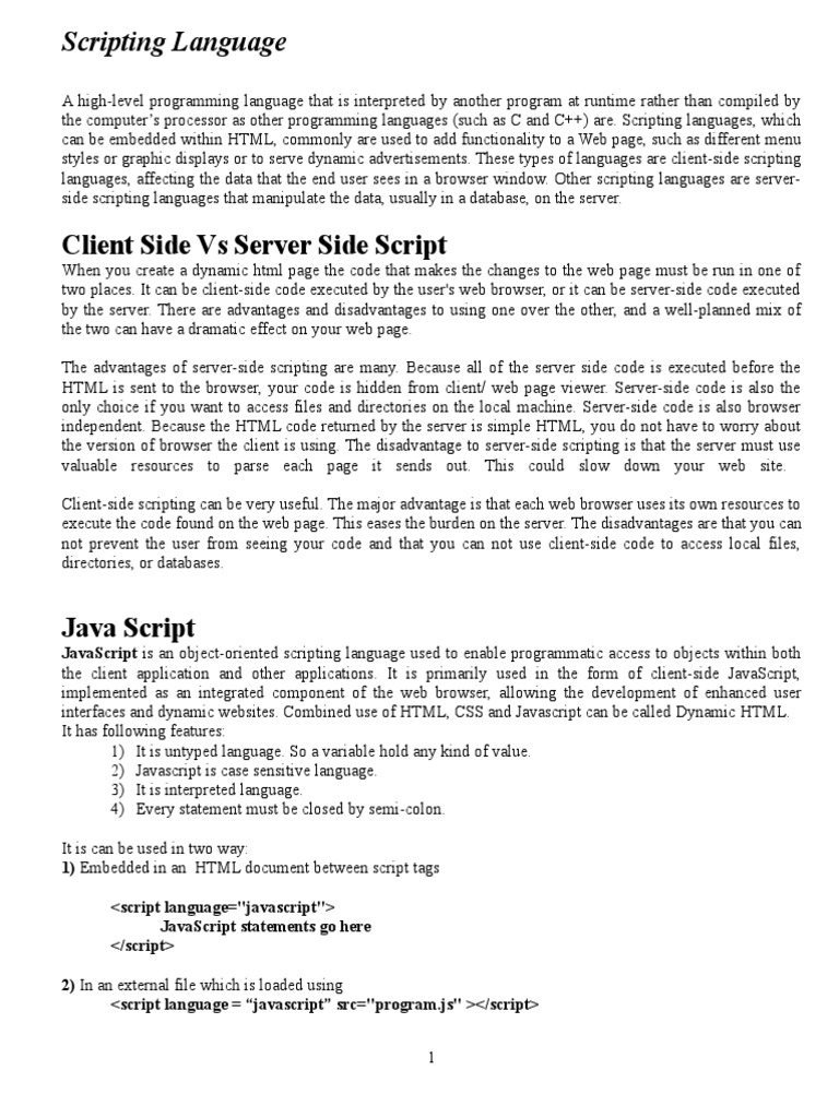 Scripting Language JS and Forms | PDF | Document Object Model | Dynamic ...