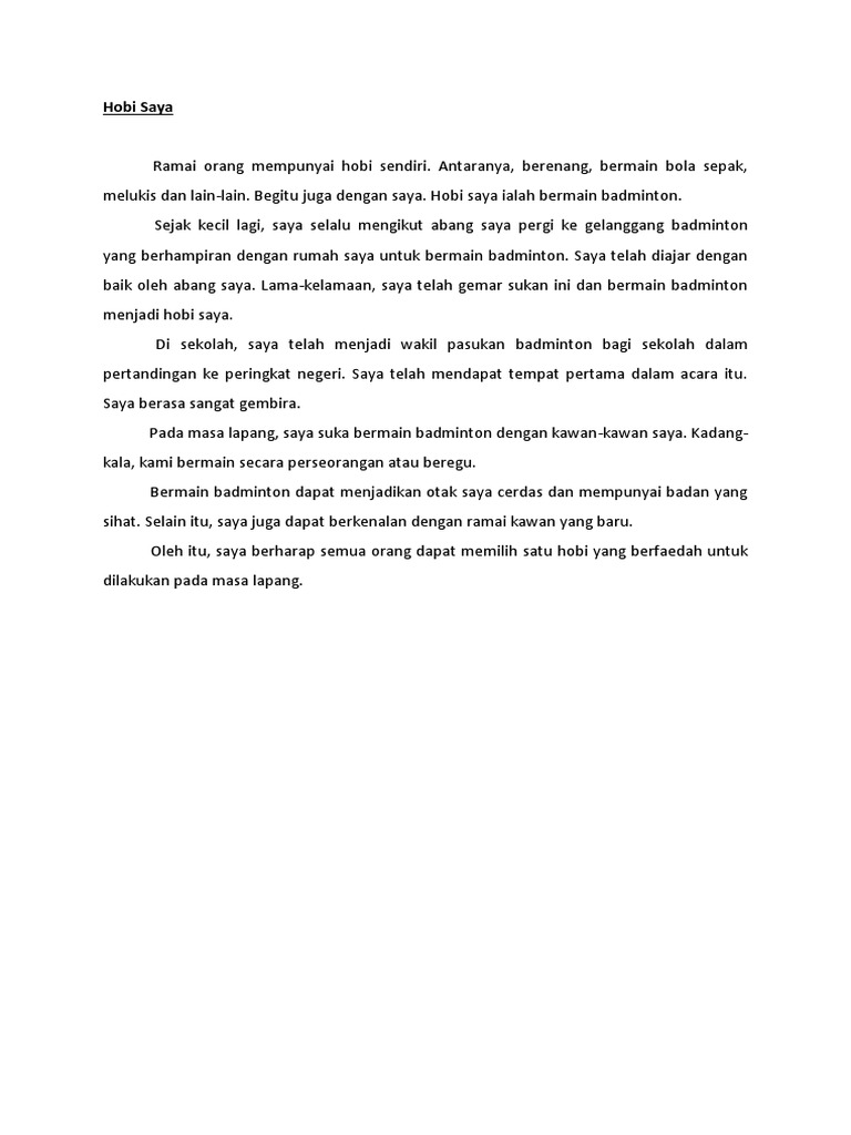 Hobi Saya | PDF