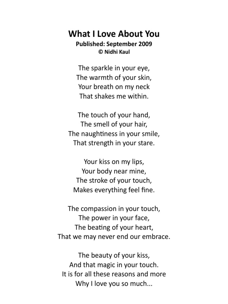 What I Love About You, Boyfriend Poem