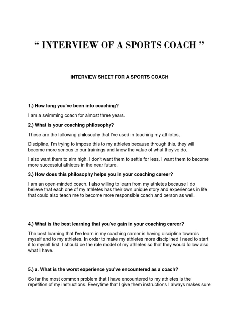 Insights from a Swimming Coach Interview | PDF | Self-Improvement