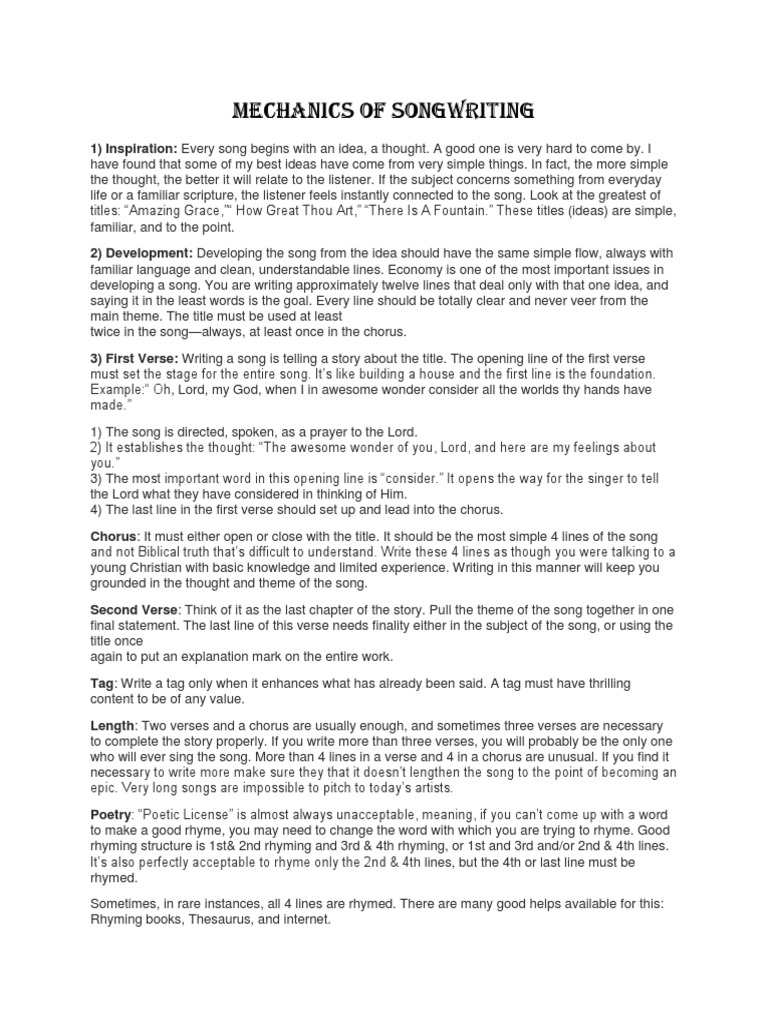 Mechanics of Songwriting | PDF | Refrain | Poetry