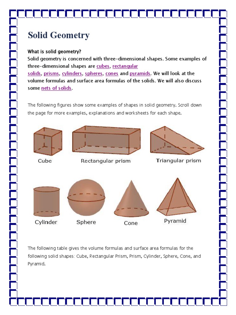 Compilation in Solid Geometry | PDF | Area | Volume