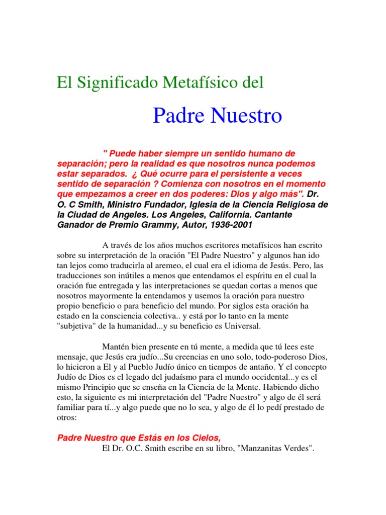 El Significado Del Padre Nuestro