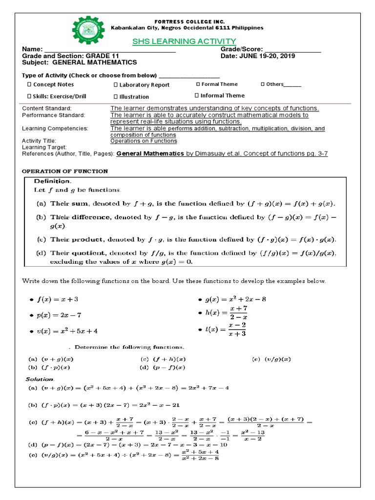 SHS Learning Activity | PDF