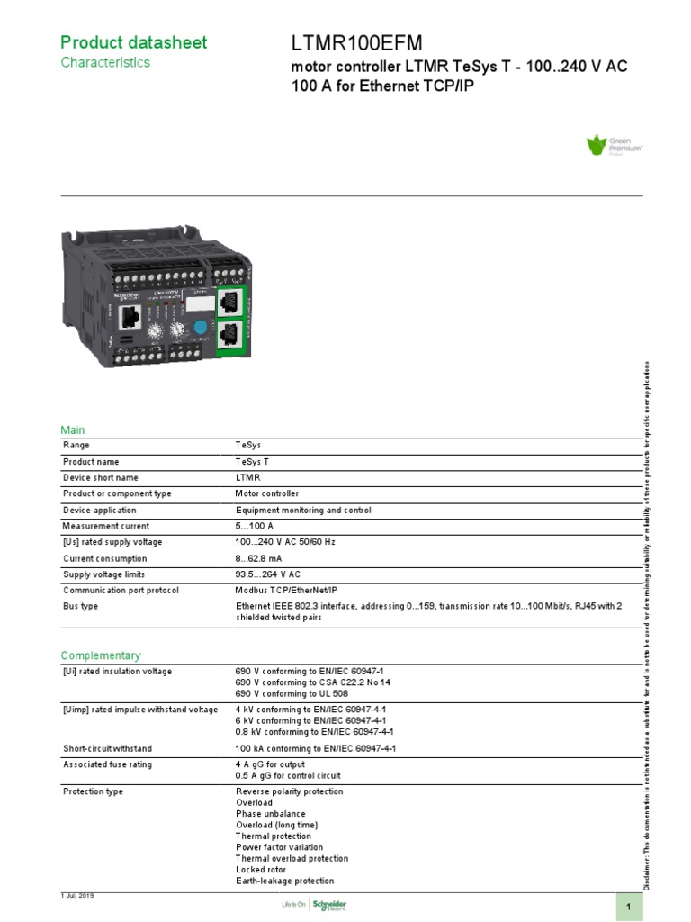 Tesys T Ltmr100efm | PDF | Alternating Current | Ethernet