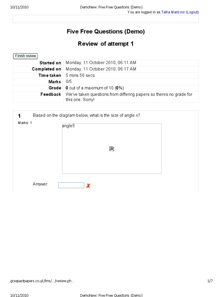 DemoNew - Five Free Questions (Demo) | PDF | Toast | Teaching Mathematics