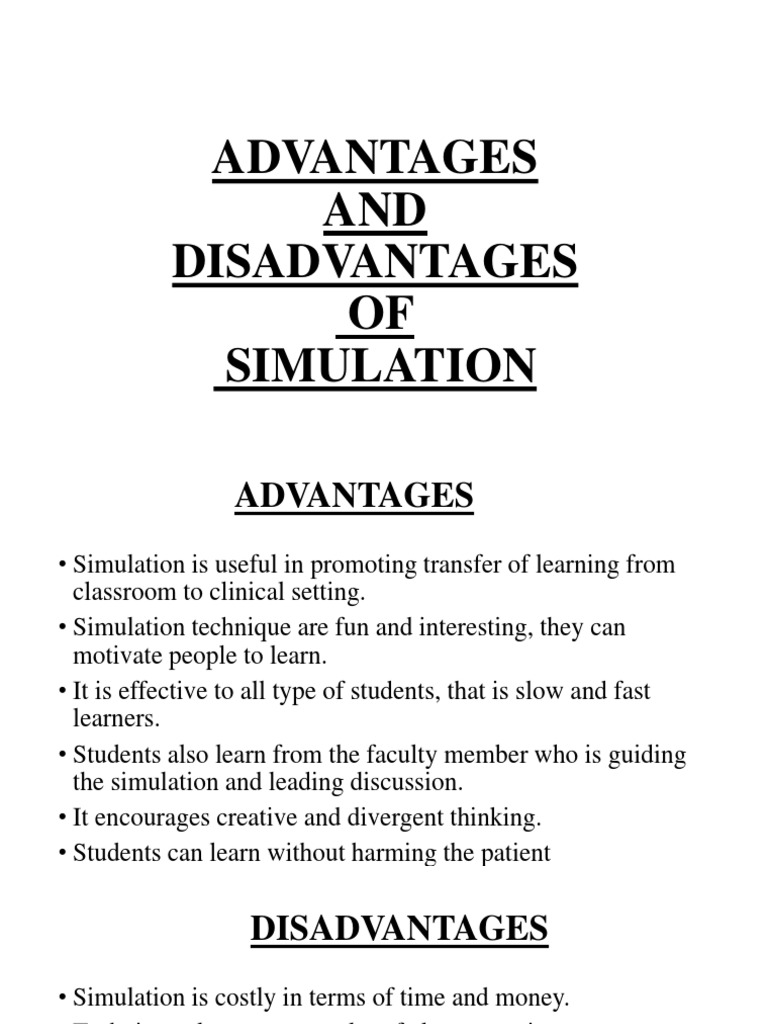 Advantages AND Disadvantages OF Simulation | PDF