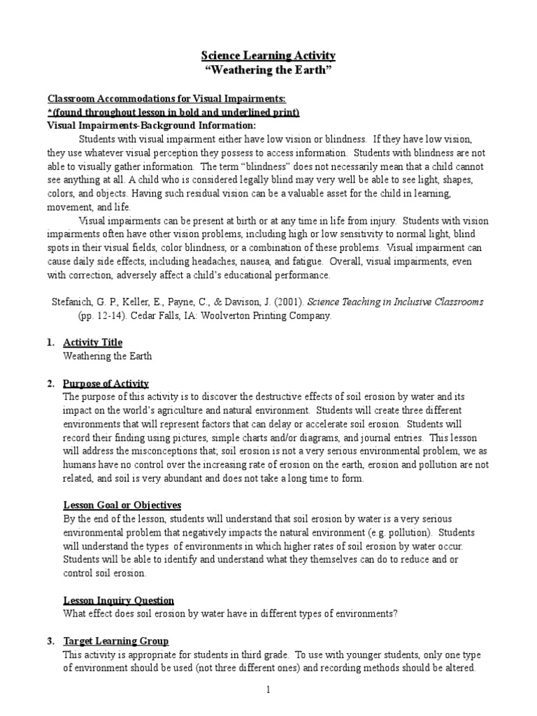 Science Learning Activity "Weathering The Earth" | PDF | Erosion | Topsoil