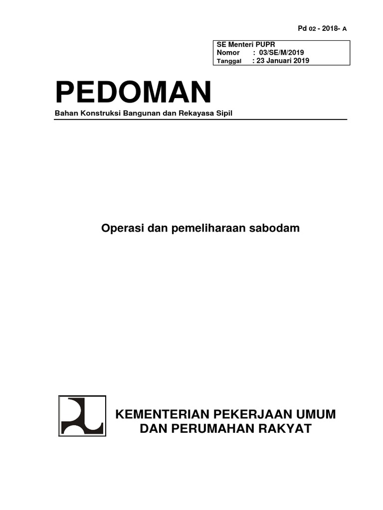 Pedoman Operasi Dan Pemeliharaan Sabodam Dengan Panel SPS | PDF
