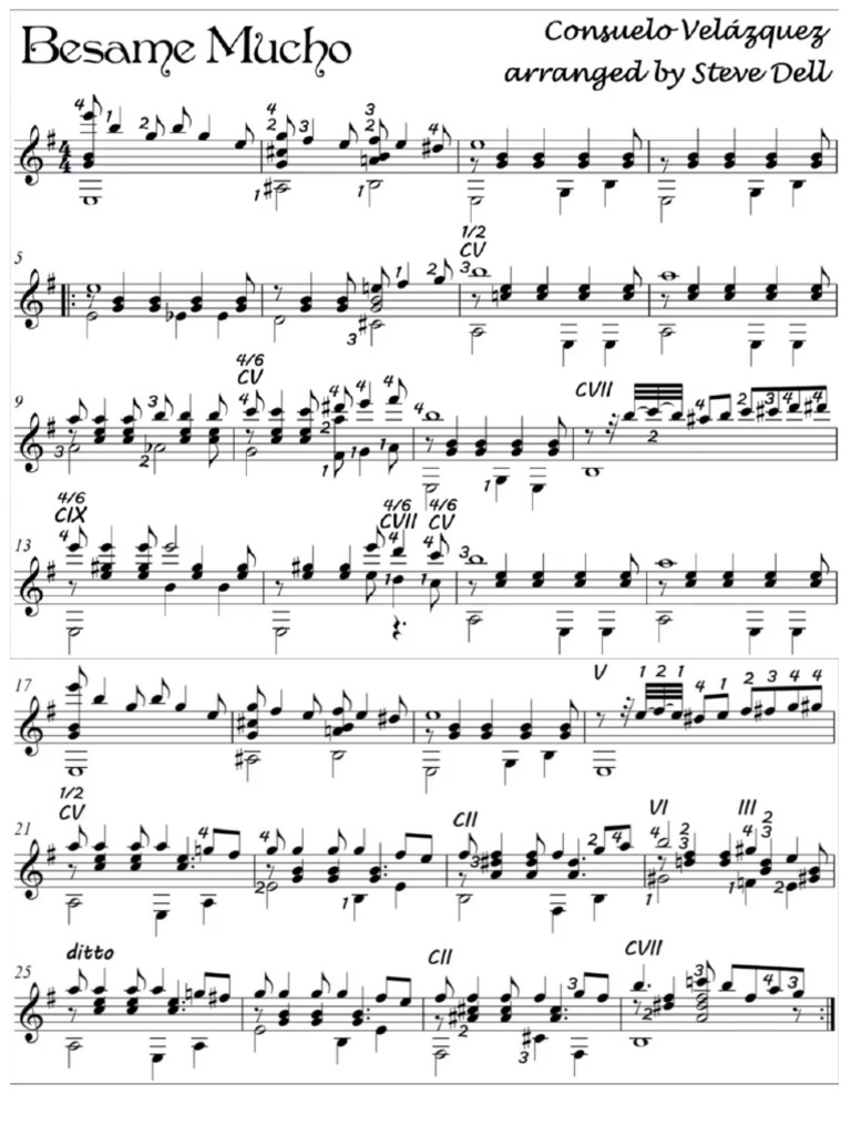 Consuelo Velazquez - Besame Mucho - Arranged by Steve Dell | PDF